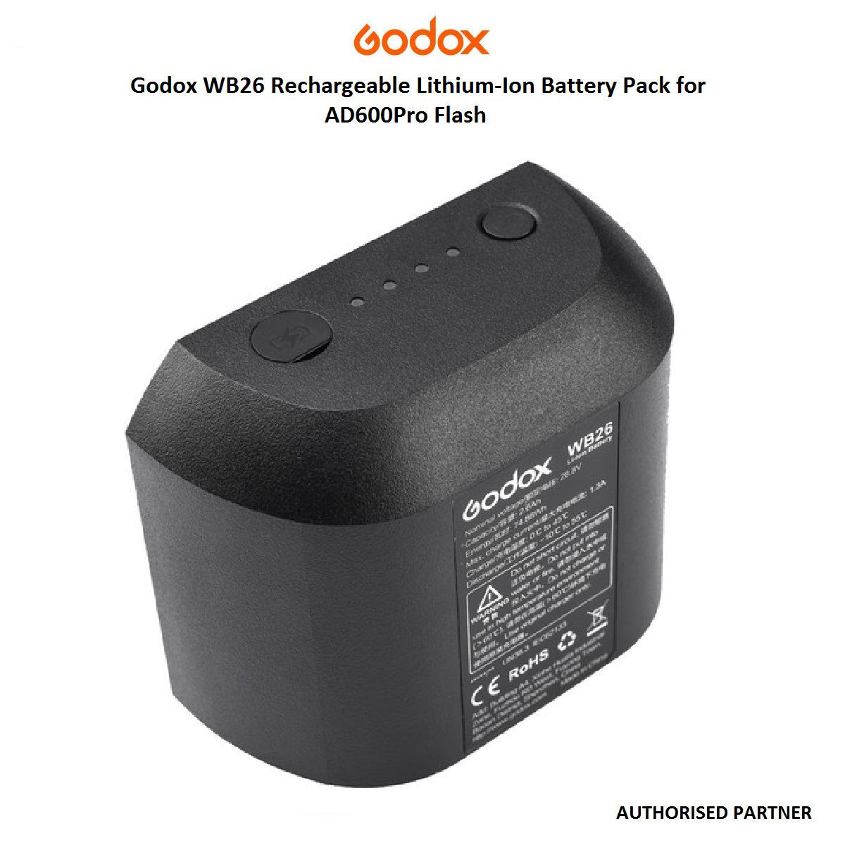 Godox WB26 Rechargeable Lithium-Ion Battery Pack for AD600Pro Flash ...