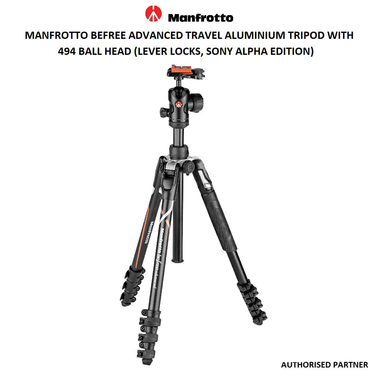 Manfrotto Befree Advanced Travel Aluminum Tripod with 494 Ball Head (Lever Locks, Sony Alpha ...