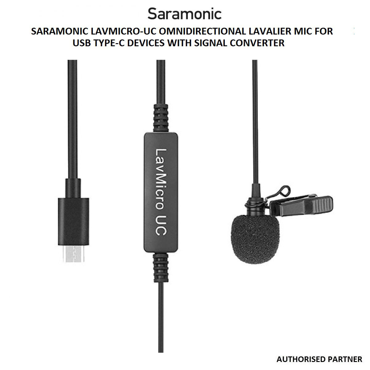 Saramonic LavMicro-UC Omnidirectional Lavalier Mic for USB Type-C Devices with Signal Converter ...
