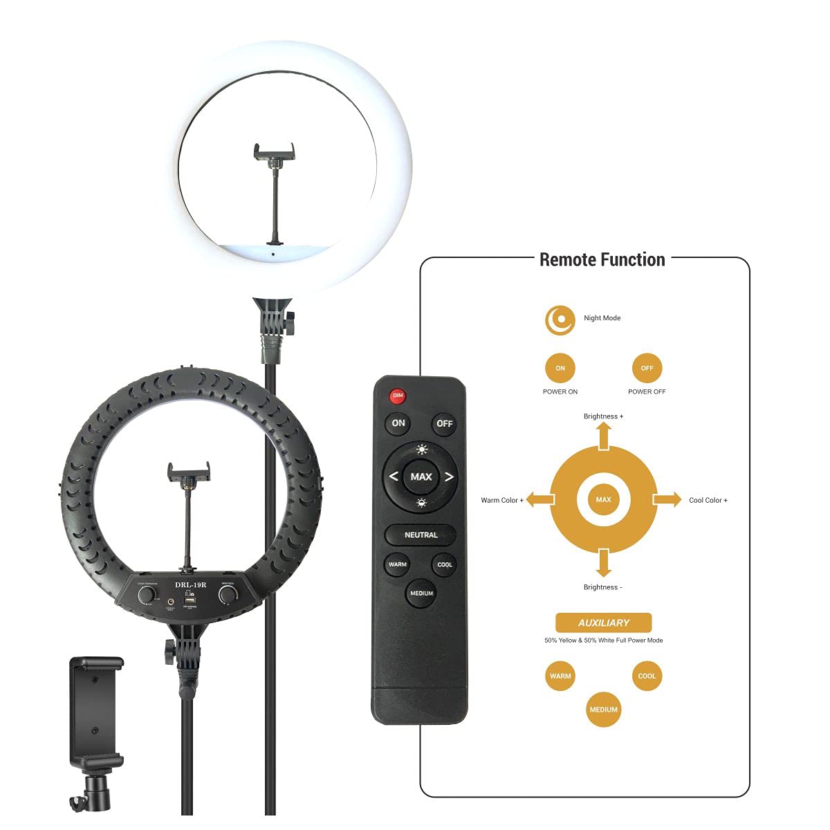 DIGITEK® (DRL 19R) Professional 19 inch Big LED Ring Light with 2 color ...