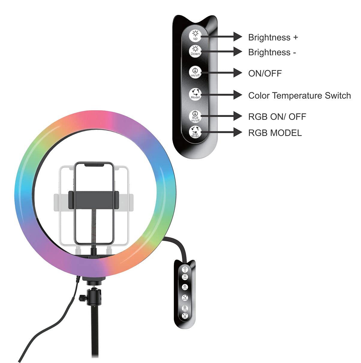 Digitek LED Ring Light 38cm (15 inch) RGB with Stand for YouTube ...